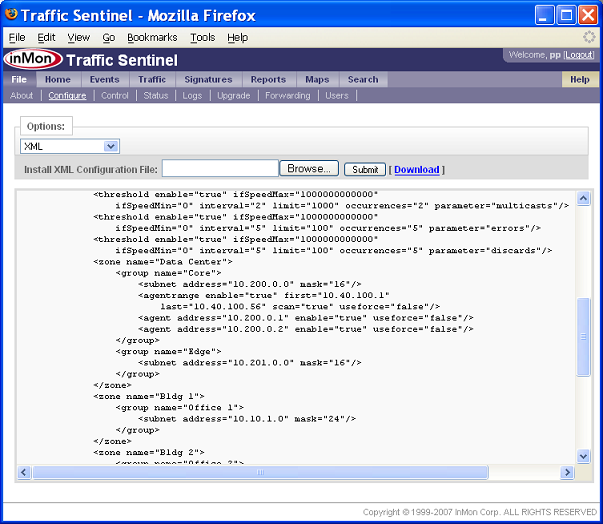 InMon Support: チュートリアル: Traffic Sentinelの環境設定